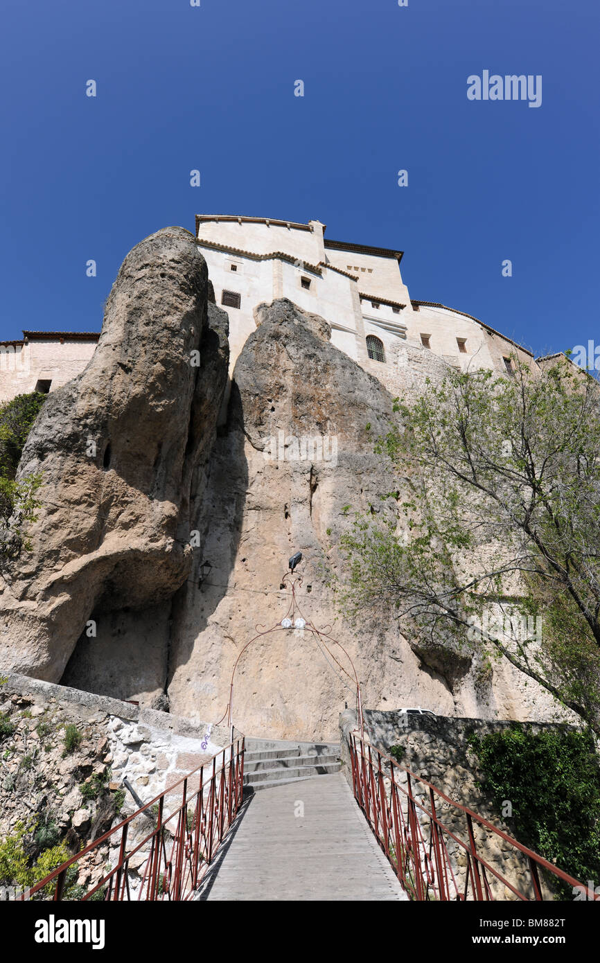 view across Puente de San Pablo / St Paul Bridge over the Huecar River ...