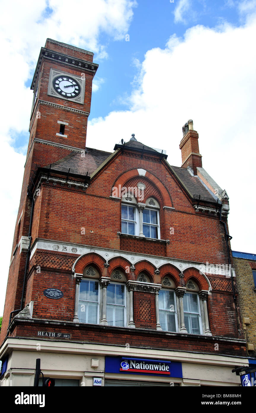 Clock tower, Heath Street, Hampstead, London Borough of Camden, London ...