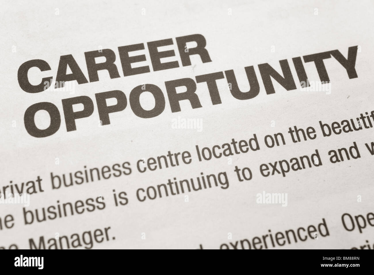 newspaper Career Opportunity ad, Employment concept Stock Photo - Alamy