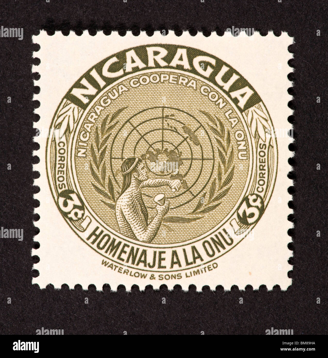 Postage stamp from Nicaragua depicting a sculptor and the United ...