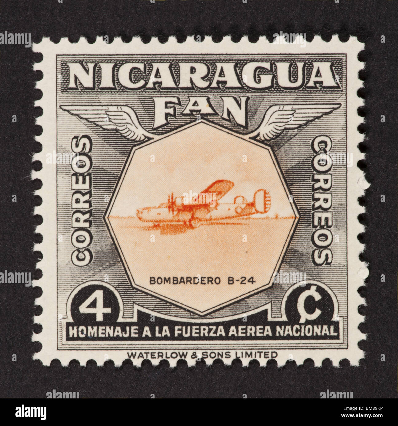 Postage stamp from Nicaragua depicting depicting a B-24 bomber Stock ...