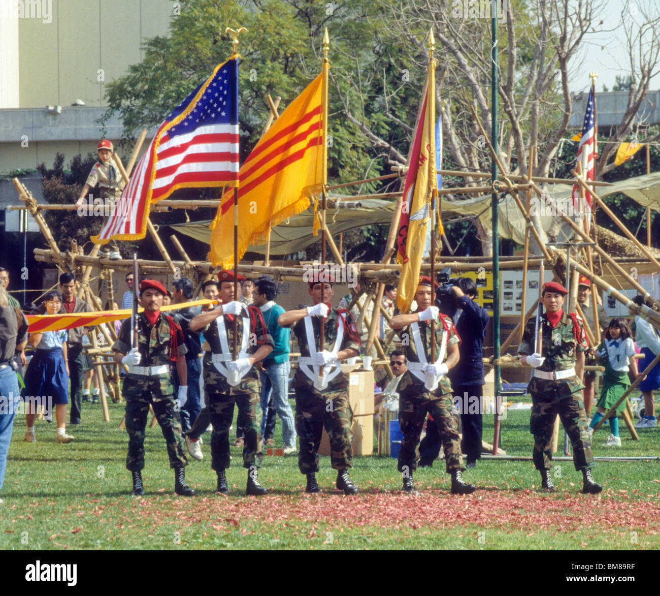 Presentation of US flag and South Vietnamese flag at Tet Festival in ...