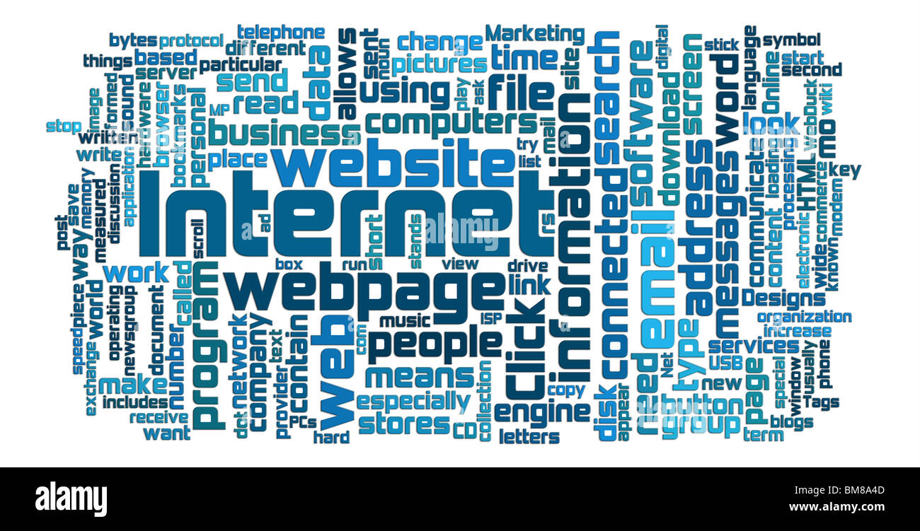 internet and webpage tag or word cloud Stock Photo - Alamy