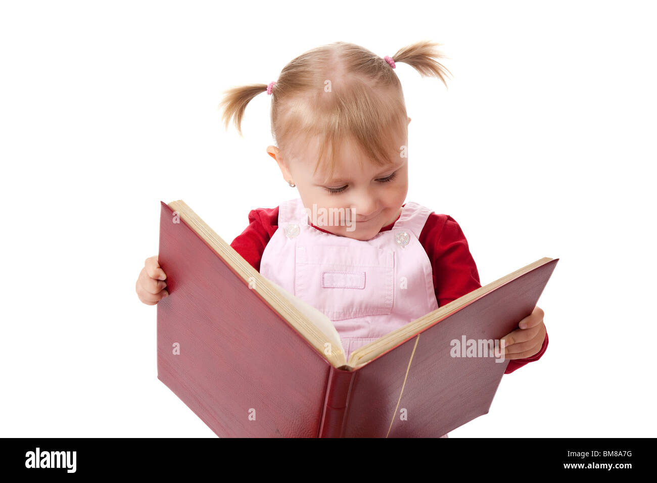 the little girl reading book Stock Photo - Alamy
