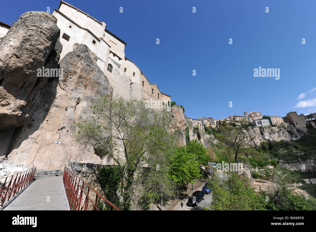 view with Puente de San Pablo / St Paul Bridge over the Huecar River ...