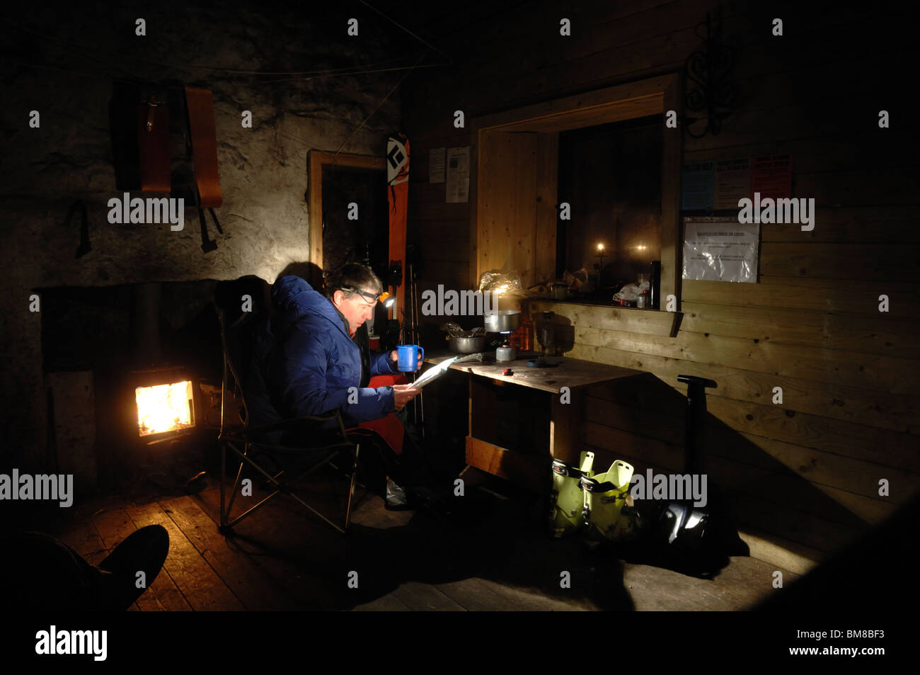 Inside the Corrour Bothy in the “Lairig Ghru” pass within the Cairngorm ...
