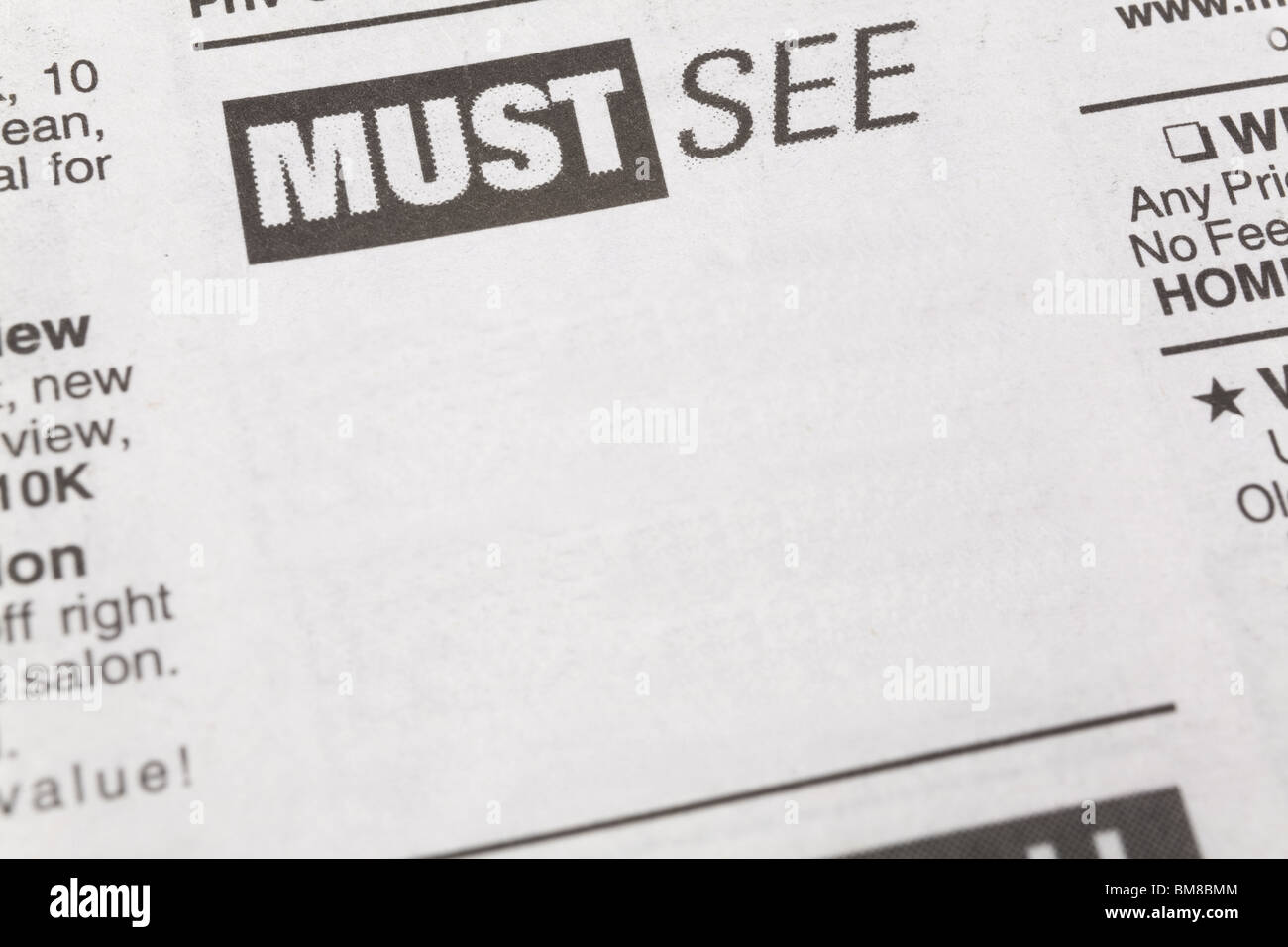 Must See, newspaper Sales ad, Business concept Stock Photo - Alamy