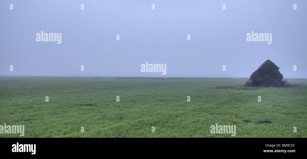 Volcanic ash and rock in a fog near Hrutafell, Iceland Stock Photo - Alamy