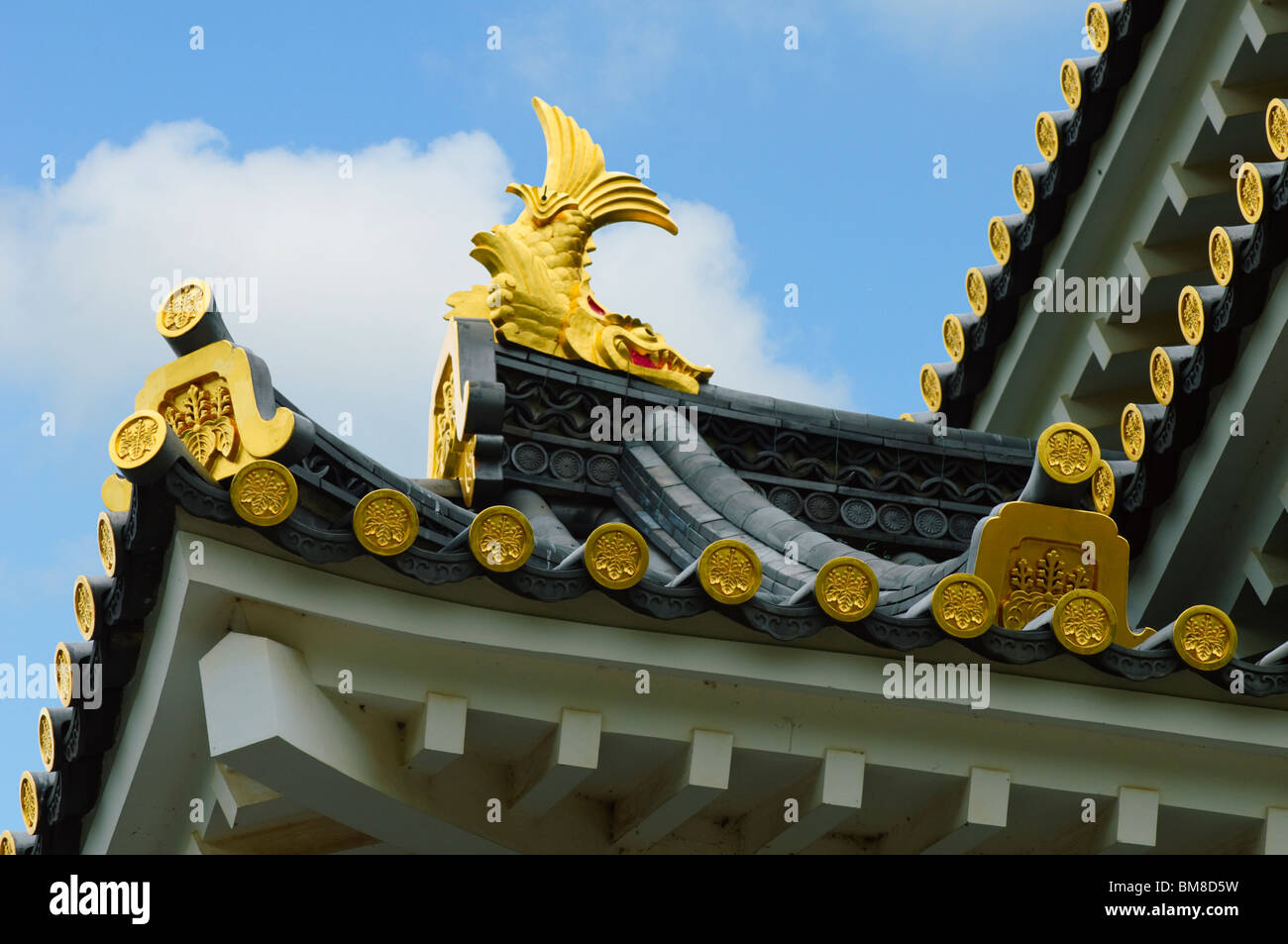 Gold Shachihoko on the roof, Okayama Castle, Okayama, Honshu, Japan ...