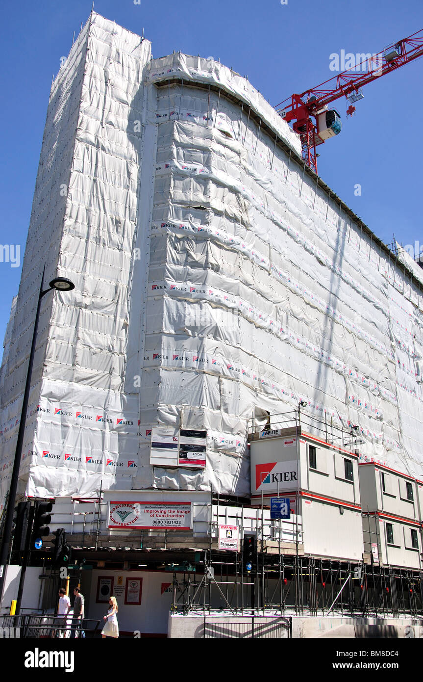 Building covered in scaffolding, Park Lane, Mayfair, City of Westminster, Greater London ...