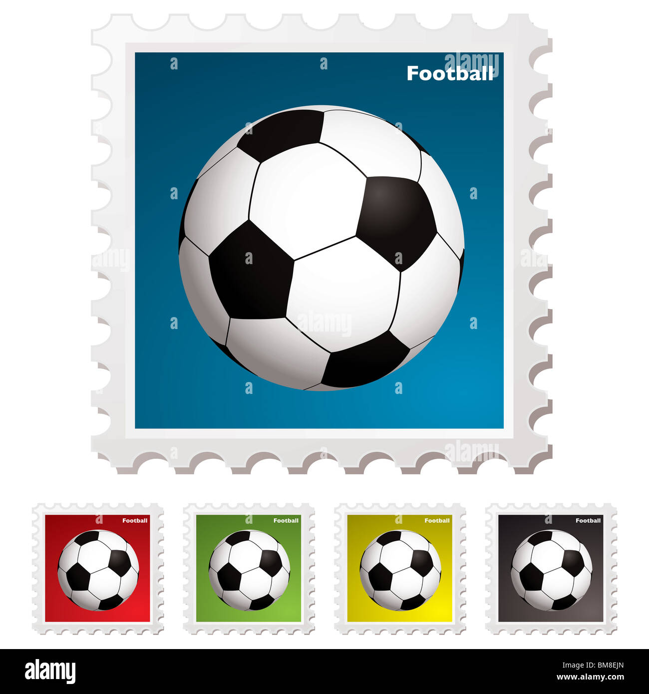 Football sticky stamp sticker concept with traditional ball Stock Photo ...