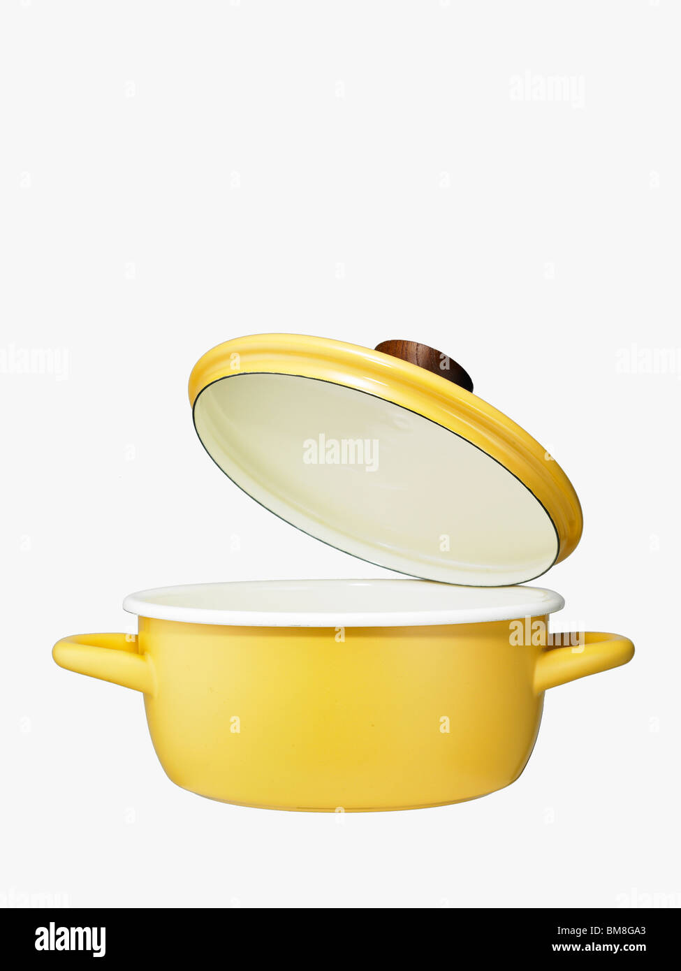 Yellow pot with open lid Stock Photo - Alamy