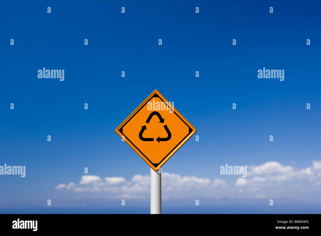 Roundabout sign against sky, computer graphic, copy space Stock Photo ...