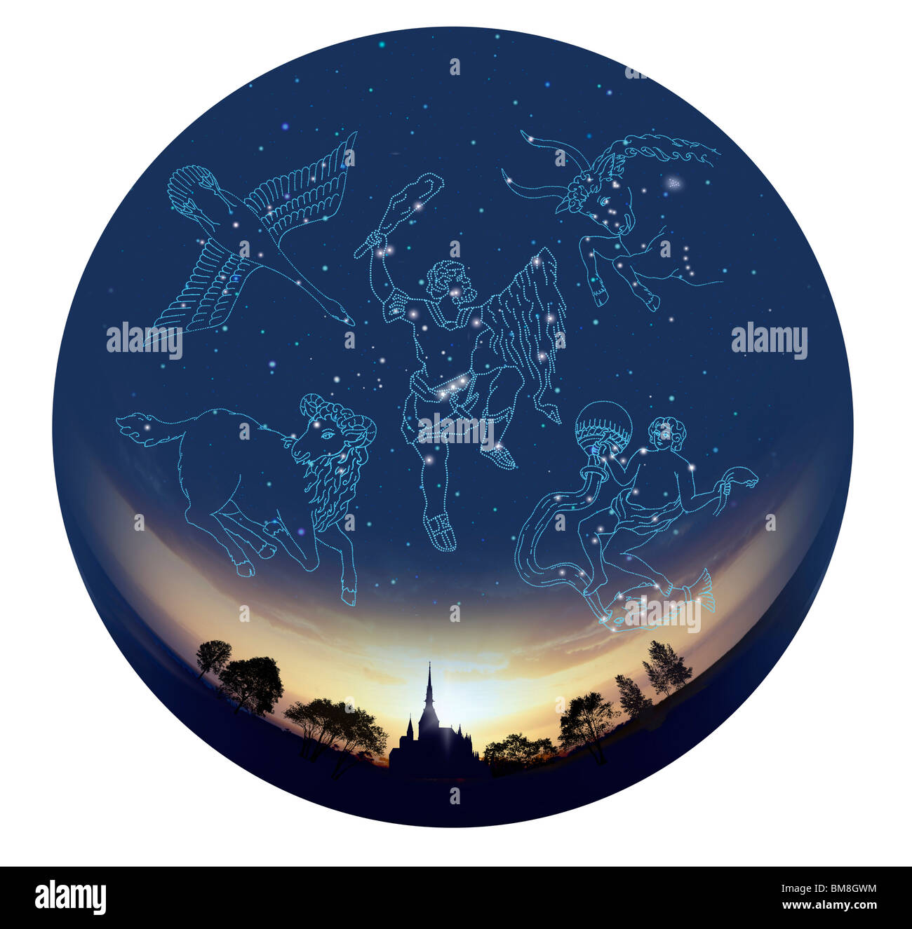 Image of Astrology signs, white background Stock Photo - Alamy