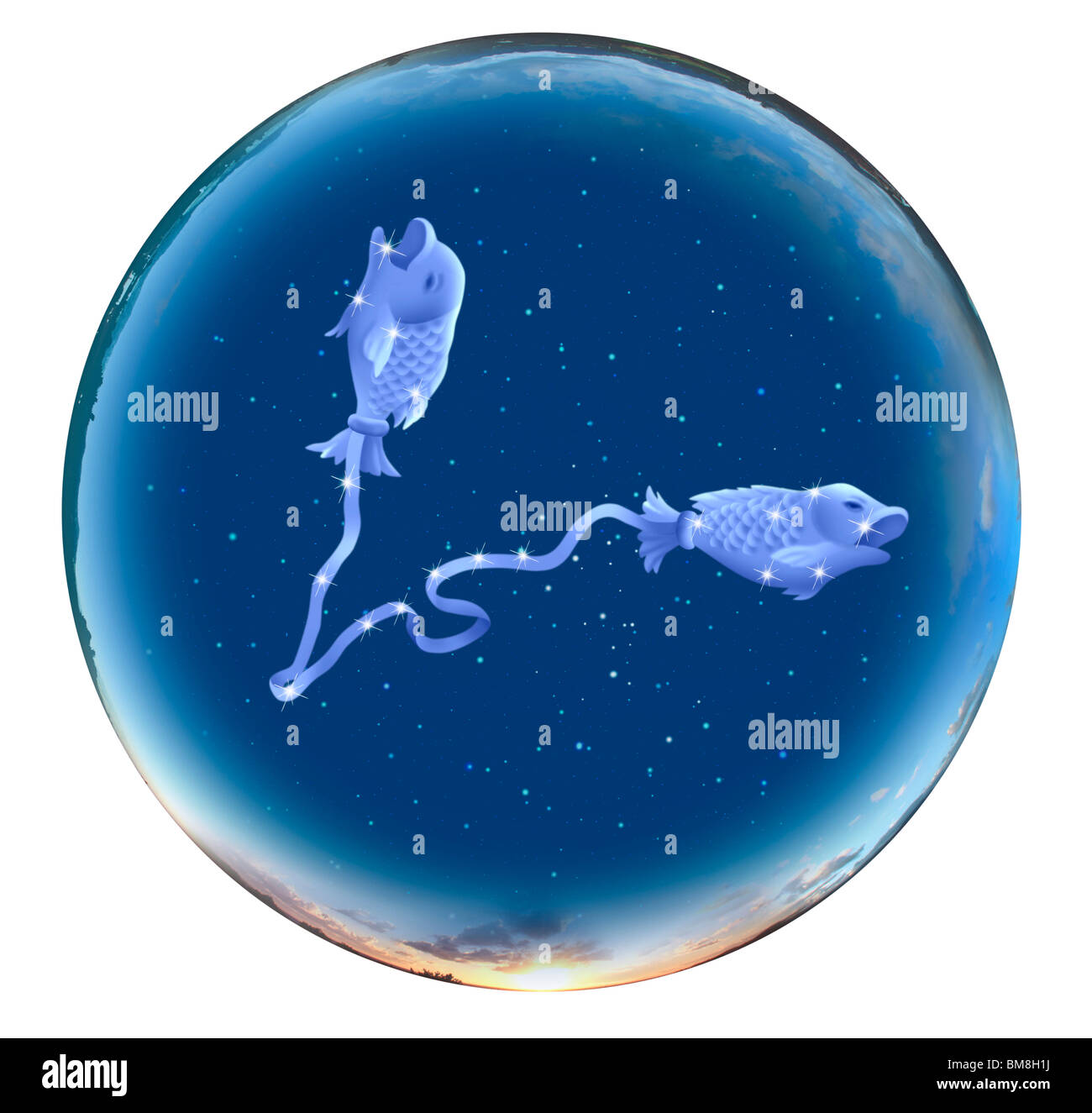 Image of Astrology sign, Pisces, white background Stock Photo - Alamy