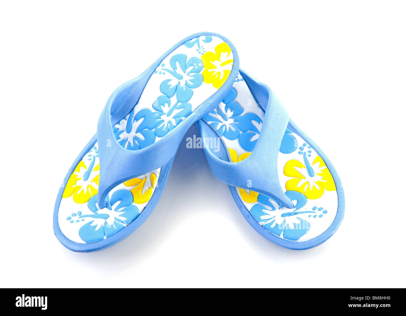 Blue summer slippers isolated on white background Stock Photo - Alamy