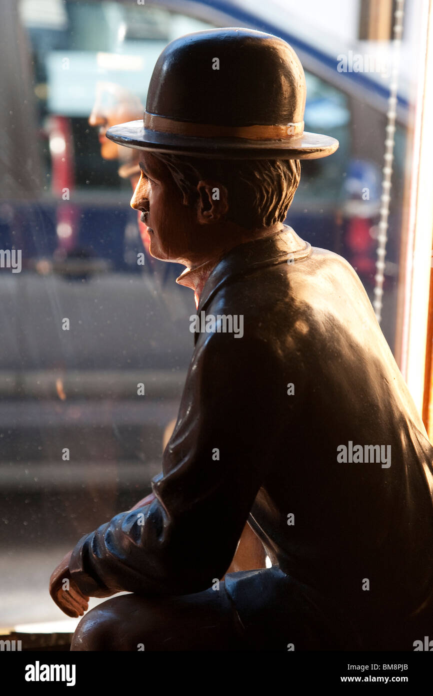 Charlie Chaplin model, pub window, Killarney Ireland Stock Photo - Alamy