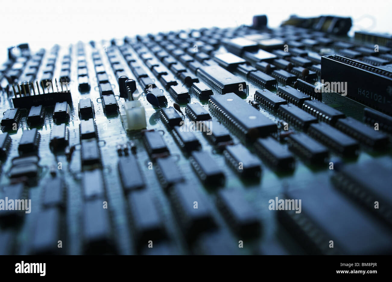 Computer circuit board, close up, white background Stock Photo - Alamy