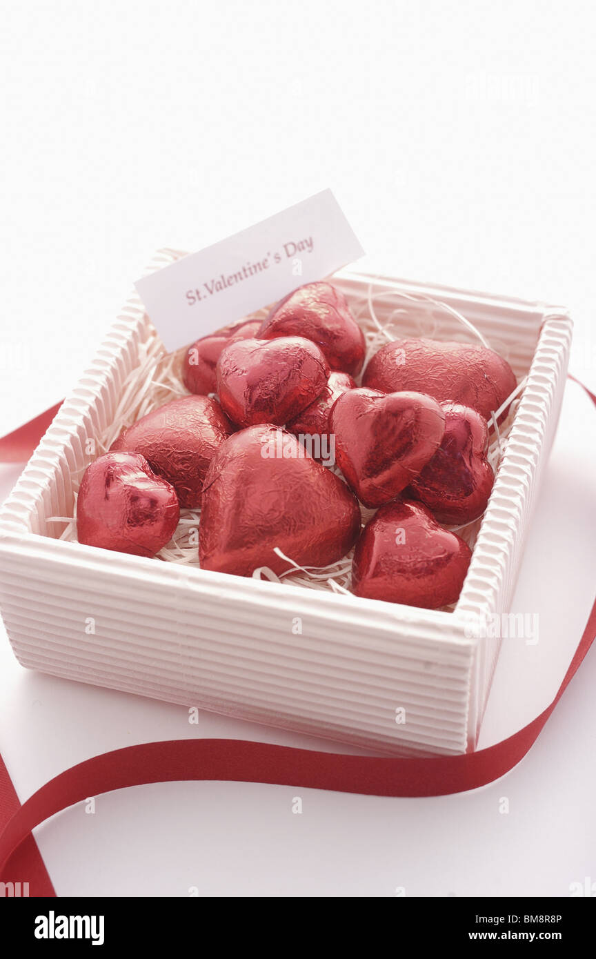 Red Heart Chocolates in Box Stock Photo - Alamy