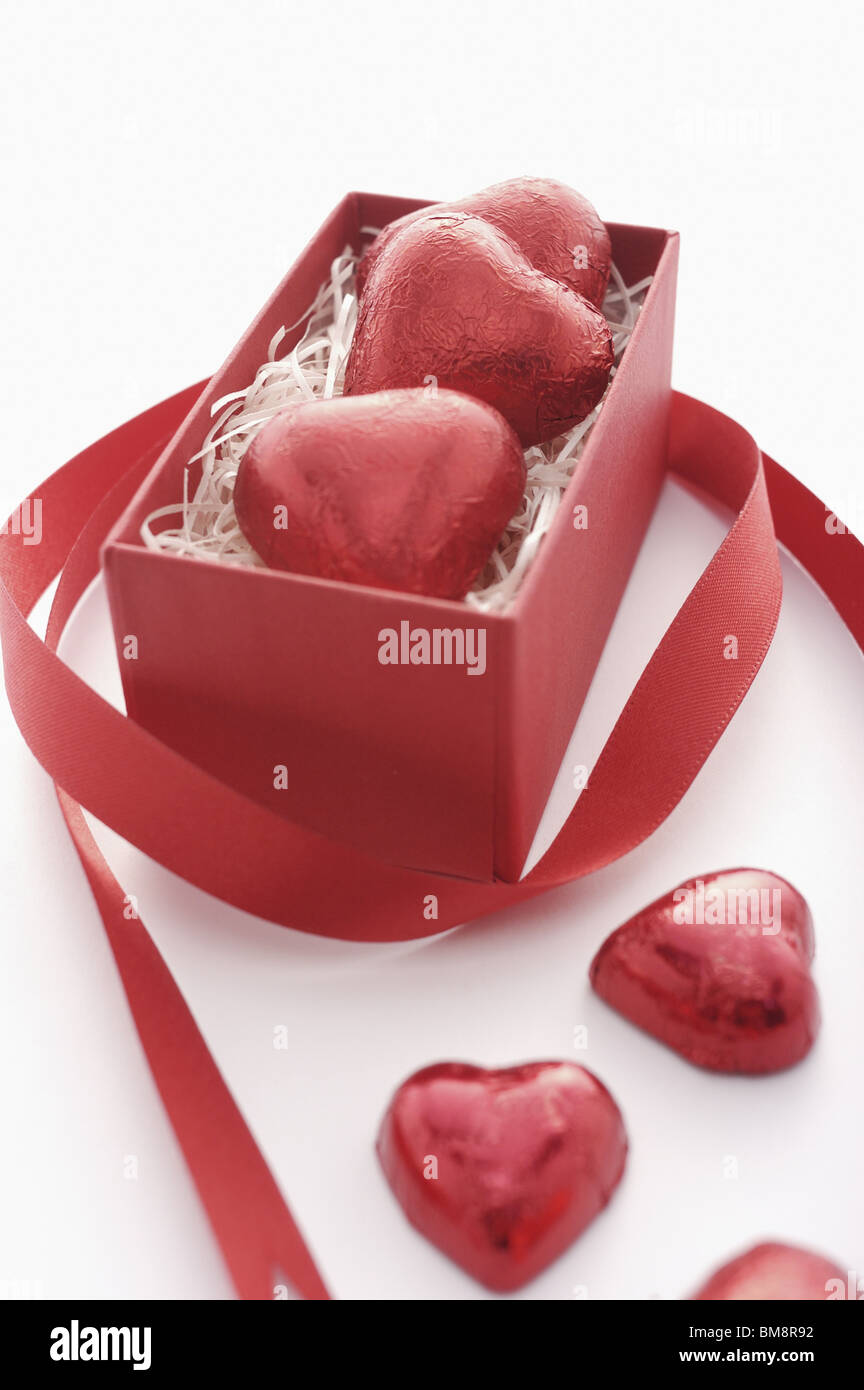 Red Heart Chocolates in Box Stock Photo - Alamy