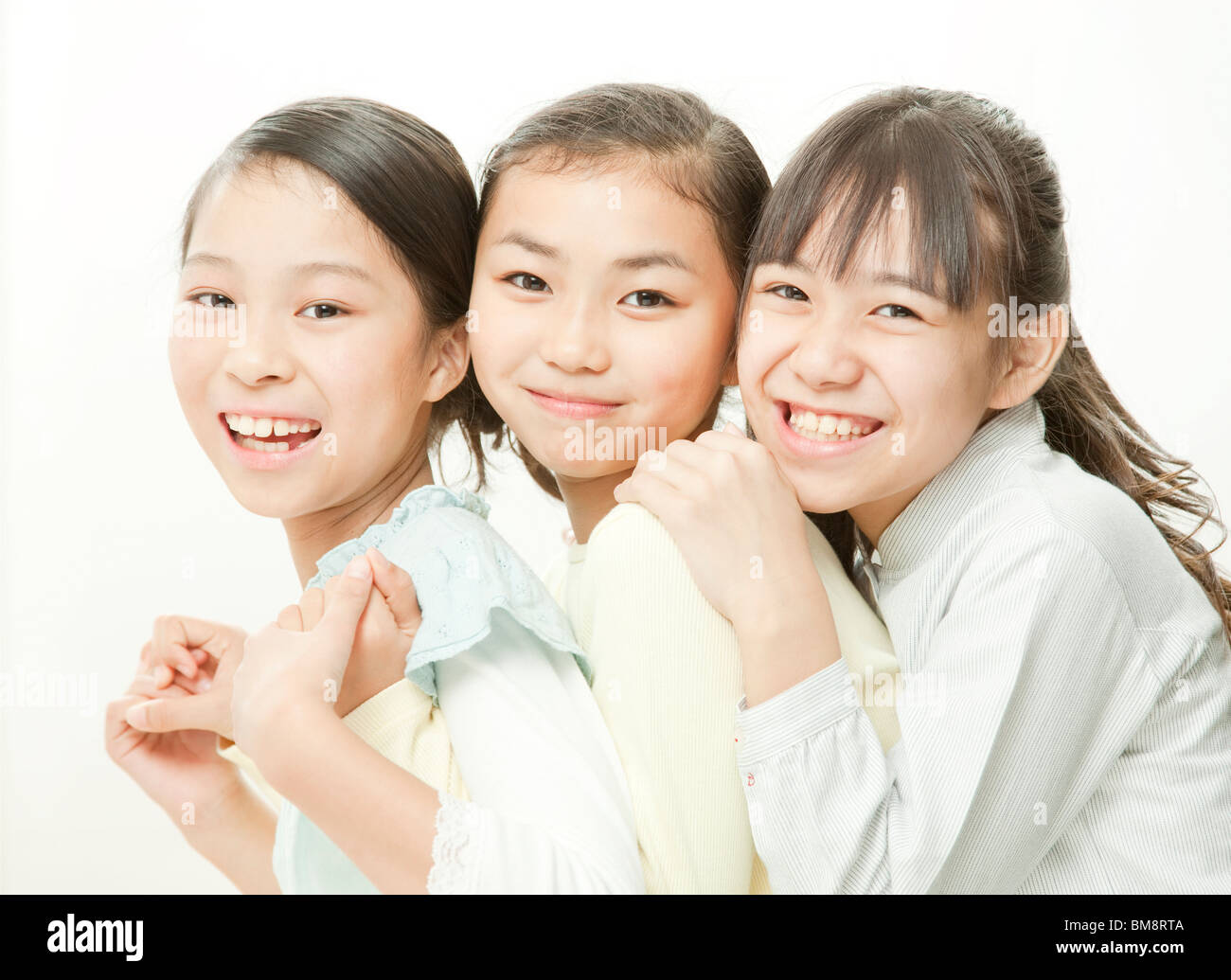 Portrait of Three Girls Sticking Together Stock Photo - Alamy