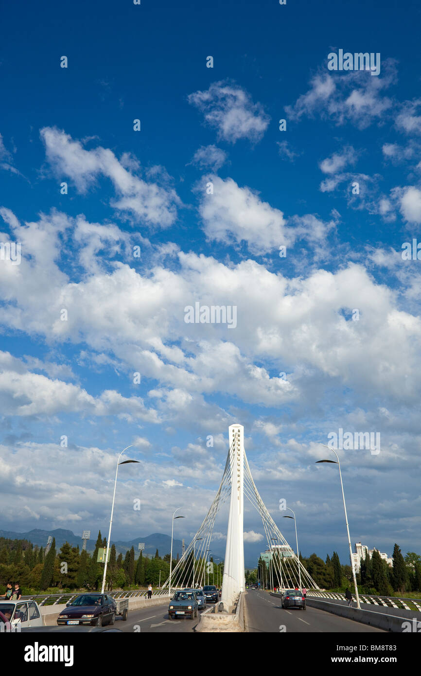 Millennium, Modern bridge construction on river Moraca, Podgorica ...