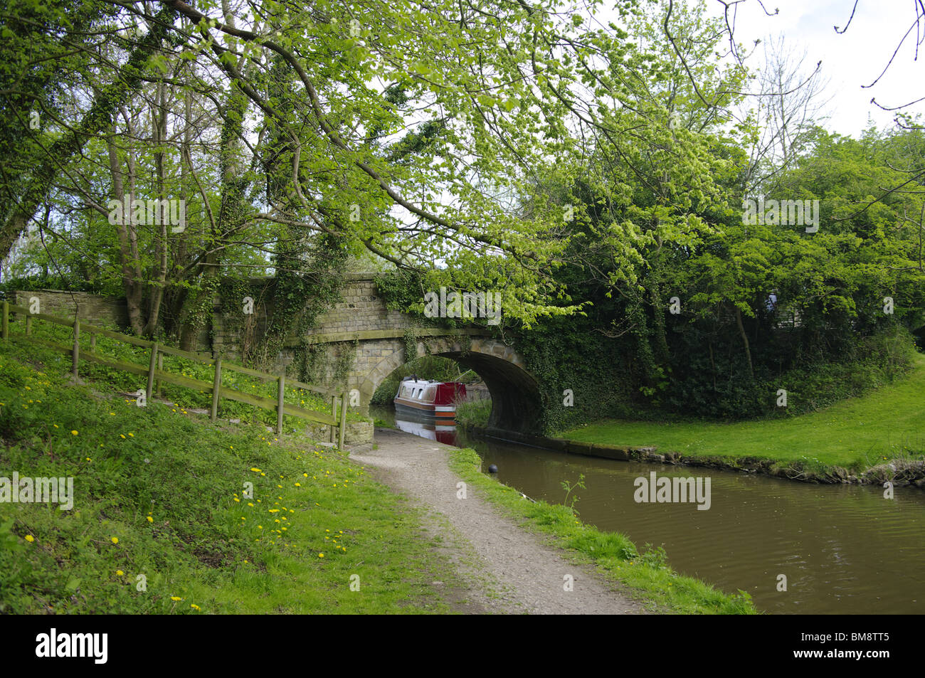Canal bridge with boat Stock Photo - Alamy