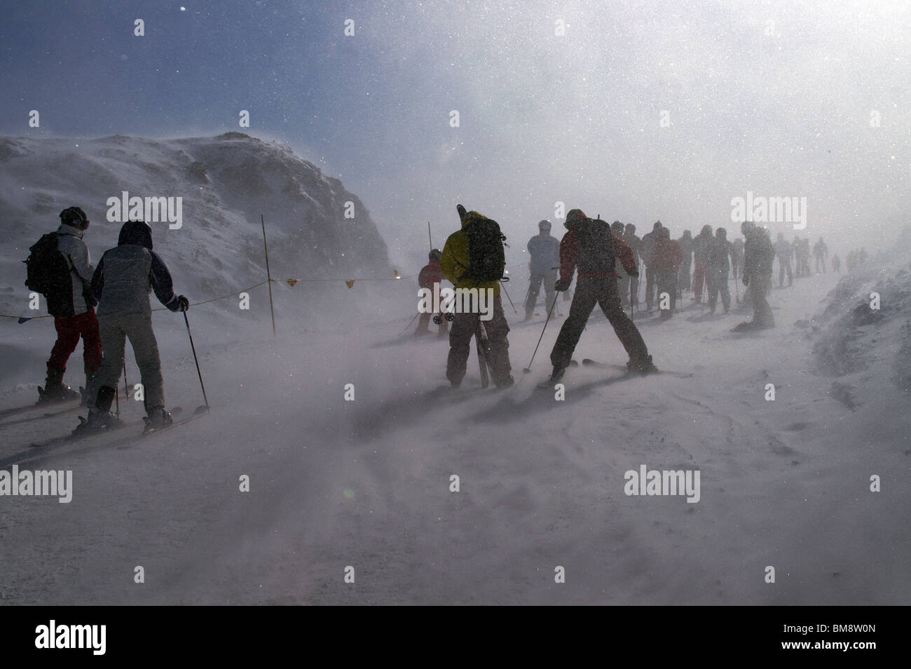 Skiers in snowstorm hi-res stock photography and images - Alamy