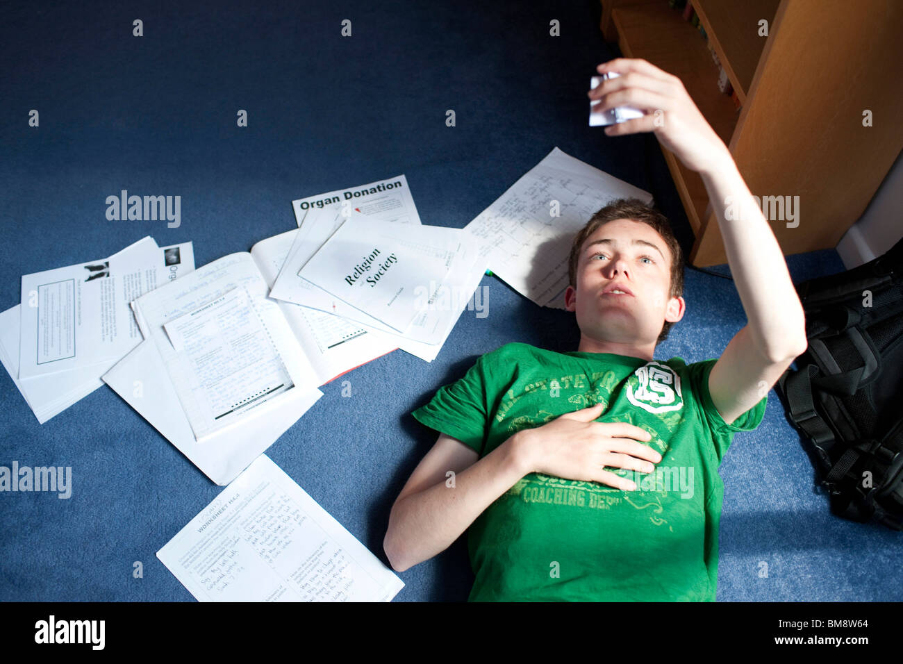 teenage boy revising for GCSE examinations Stock Photo - Alamy