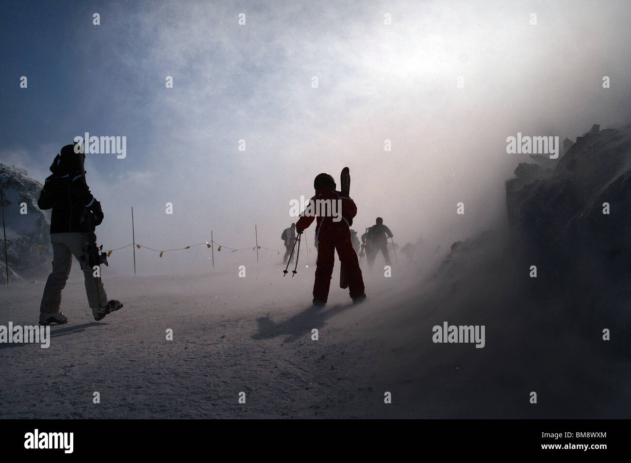 Strong snowstorm in Alps Stock Photo - Alamy