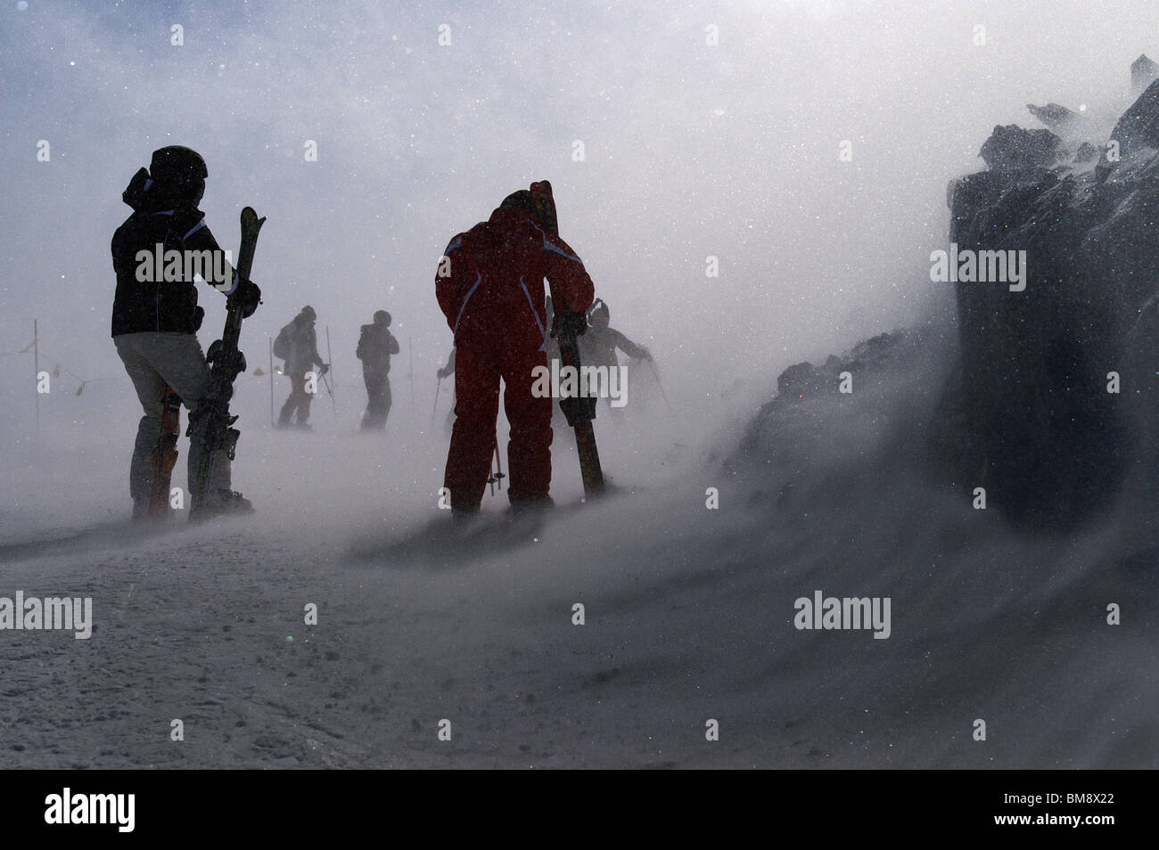 Strong snowstorm in Alps Stock Photo - Alamy