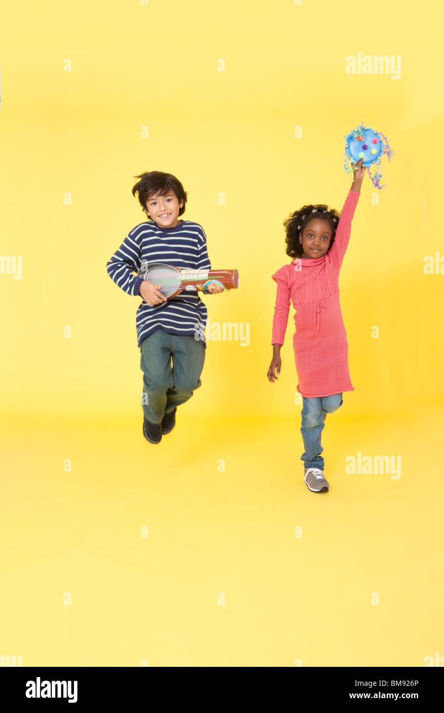 Kids Playing with pretend homemade craft DIY make believe imaginary ...