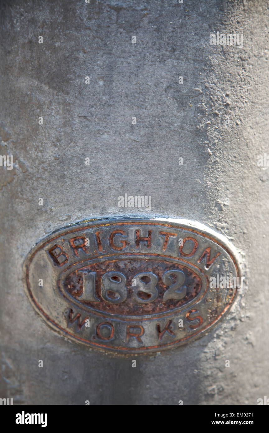 Brighton Works 1882 plaque on a steam locomotive Stock Photo - Alamy