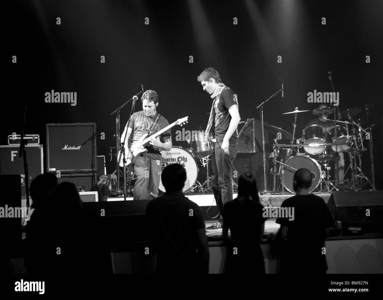 Band on stage Black and White Stock Photos & Images - Alamy