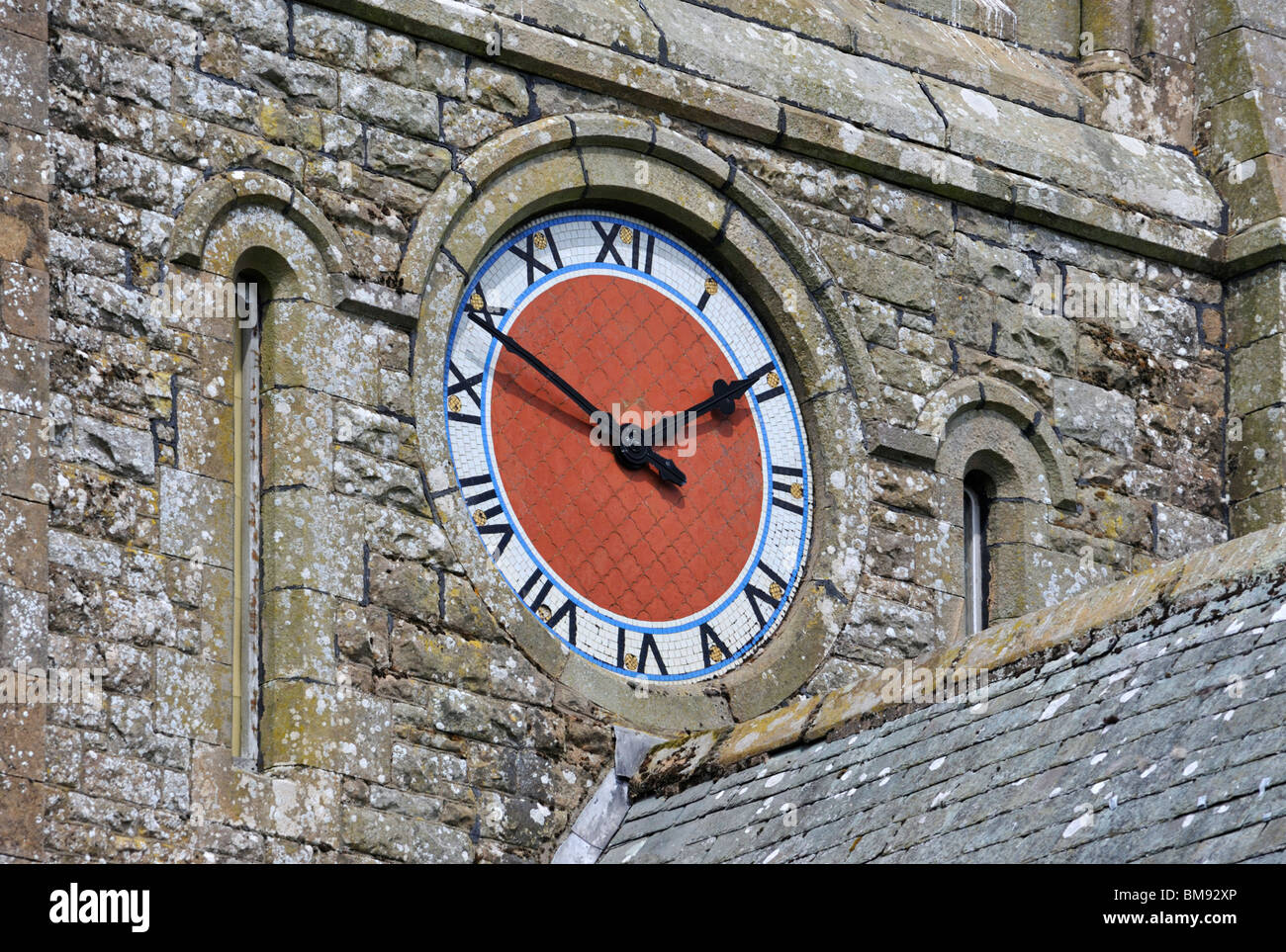 The clock. Church of Saint Bridget, Bridekirk, Cumbria, England, United ...