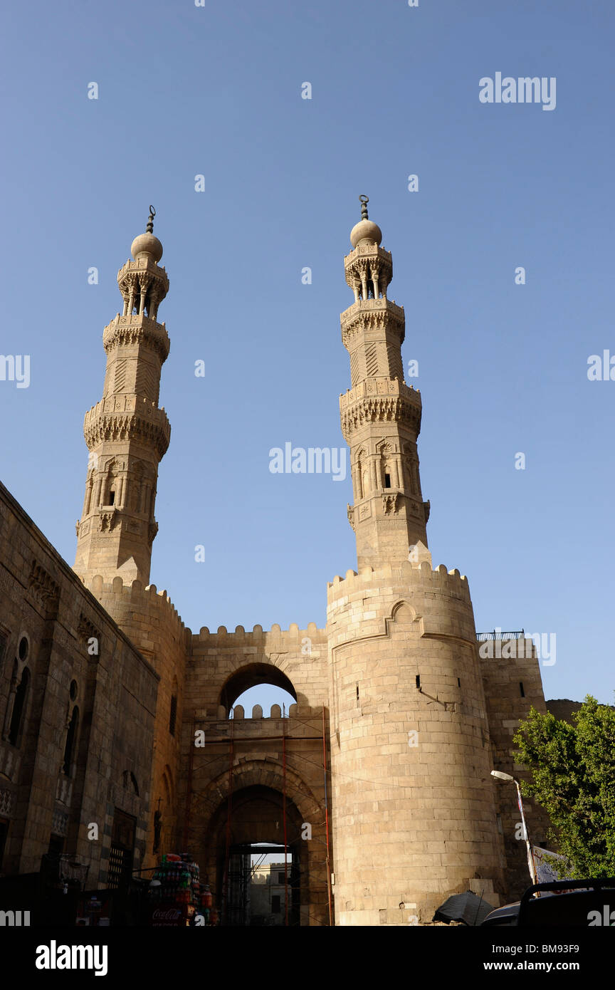 minarets above the towers of Bab Zuwayla,mosque of sultan mu'ayyad ...
