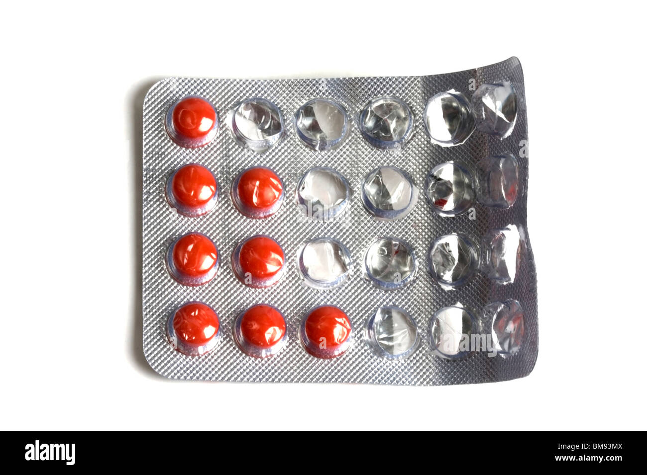 Set of red pills isolated on white Stock Photo - Alamy