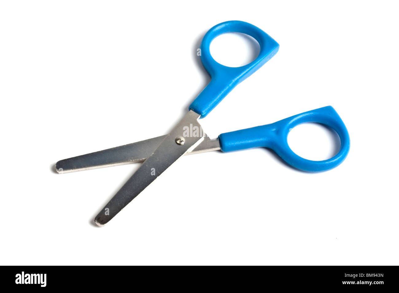 Blue scissors isolated on white background Stock Photo - Alamy
