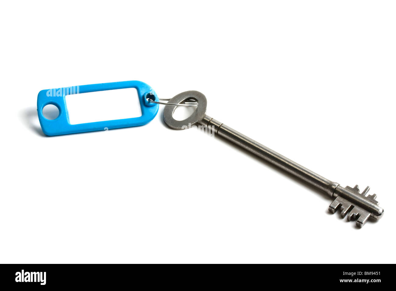 Blank tag and old key isolated on white Stock Photo - Alamy