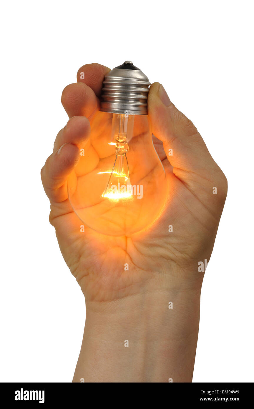 Hand with Light Bulb Stock Photo - Alamy