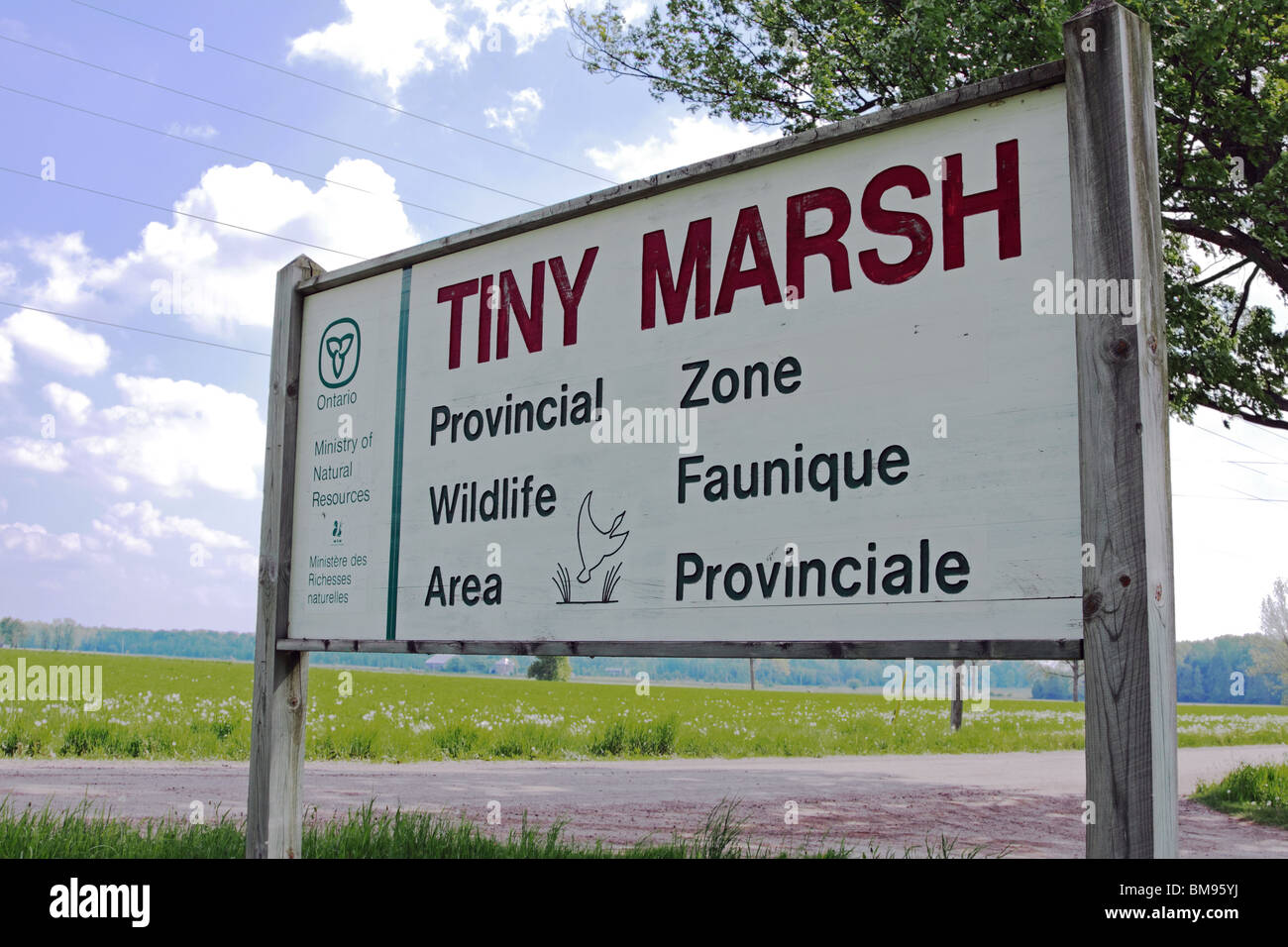 Tiny Marsh Provincial Wildlife Area sign managed by Ontario Ministry of ...