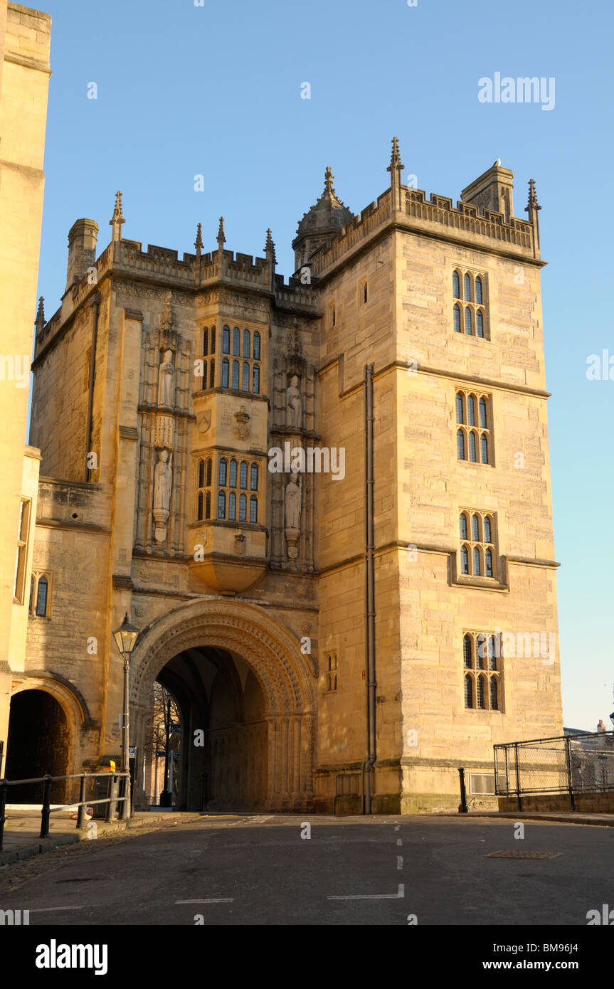 An ancient Medieval gatehouse on Bristol`s college green Stock Photo ...