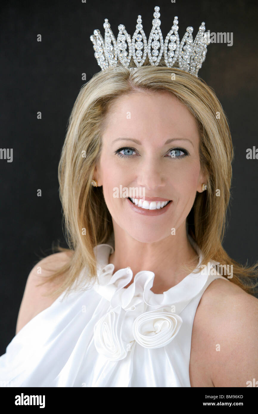 Beauty Queen With Crown Stock Photo - Alamy