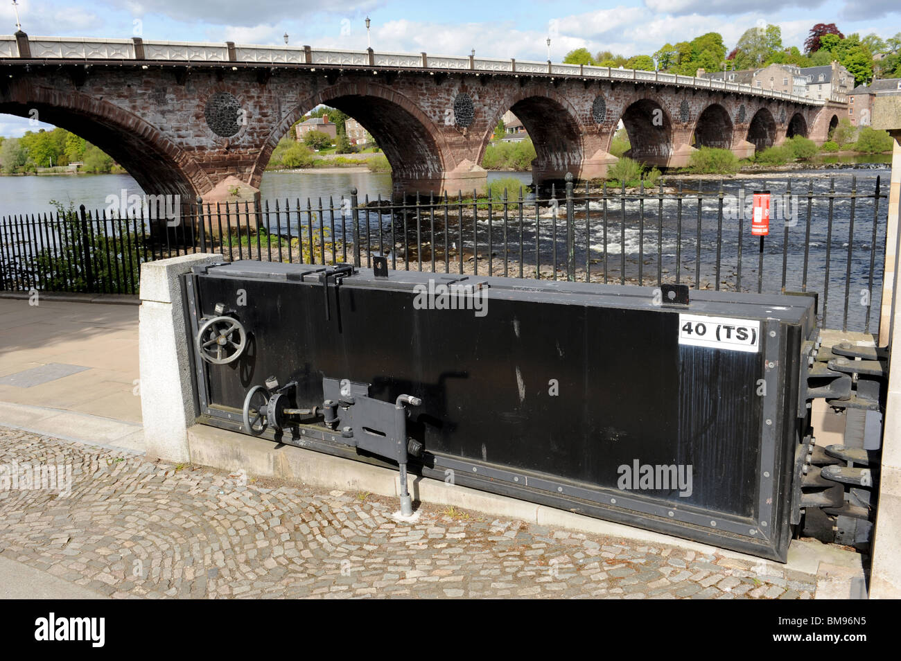 Flood defense gates River Tay Stock Photo - Alamy