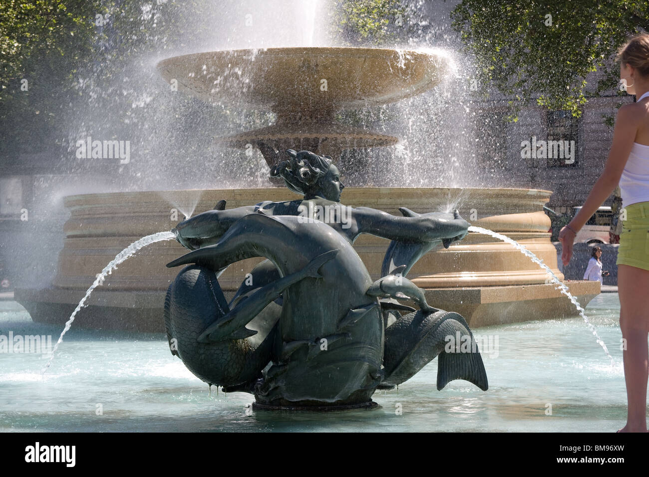 spouting water statue in fountain picturesque cool Stock Photo - Alamy