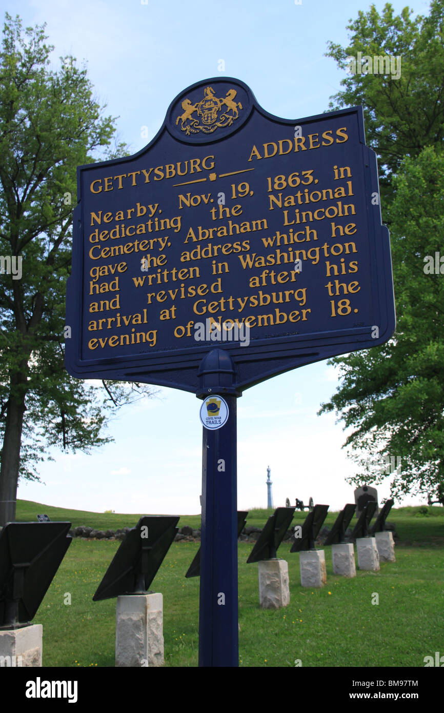 Historic marker at Gettysburg, PA Stock Photo - Alamy