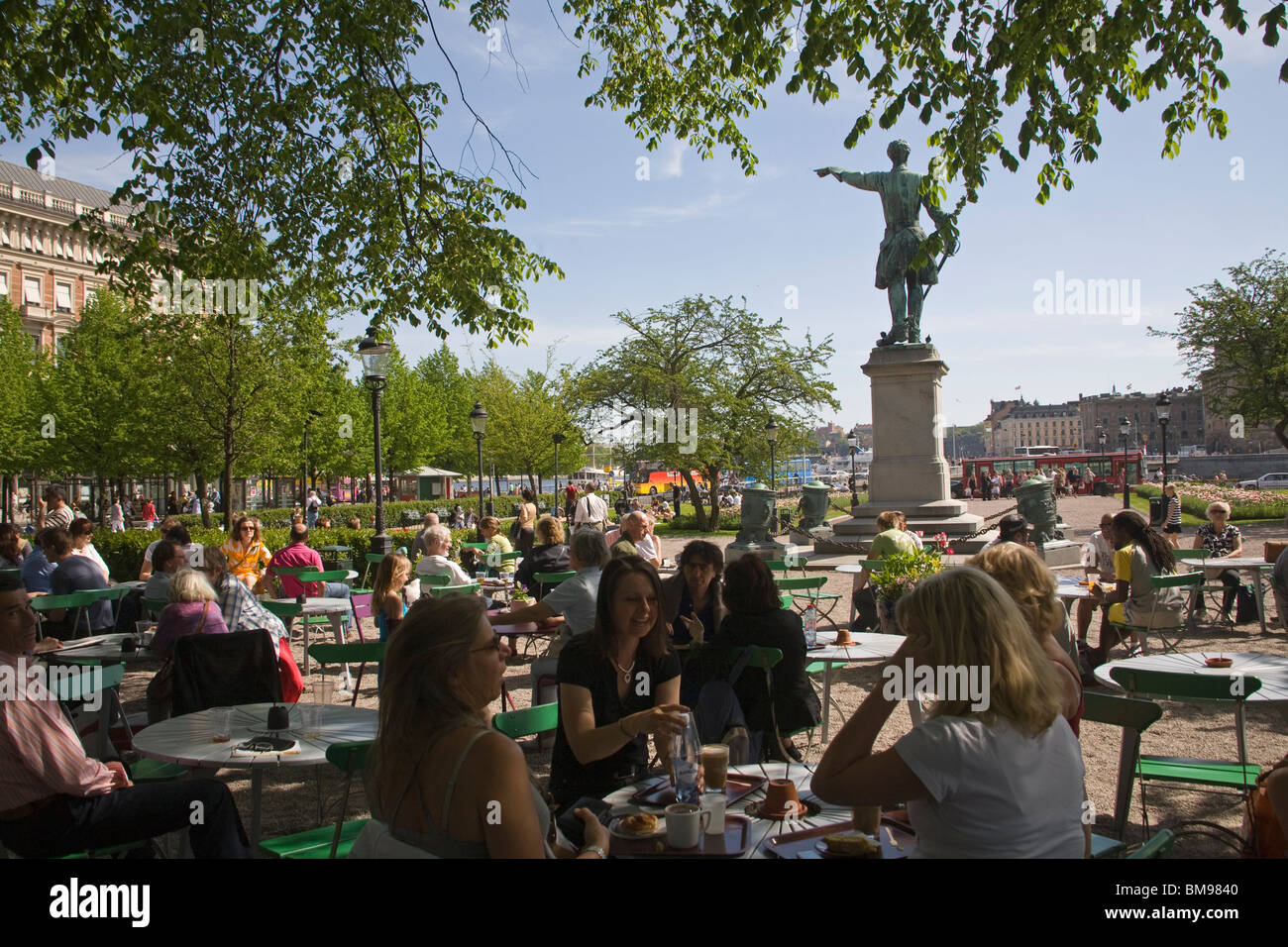 Café Kungsträdgården Park and statue of Karl XII by Johan Peter Molin ...