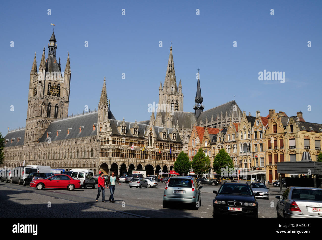 Centre of Ypres with Cloth Hall, Belgium Stock Photo - Alamy