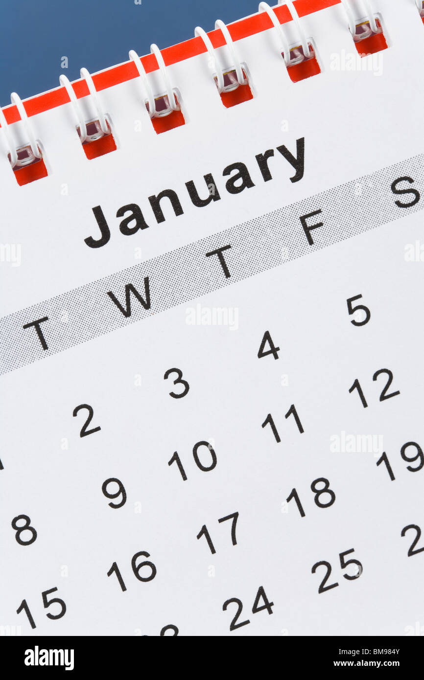 January calendar hi-res stock photography and images - Alamy