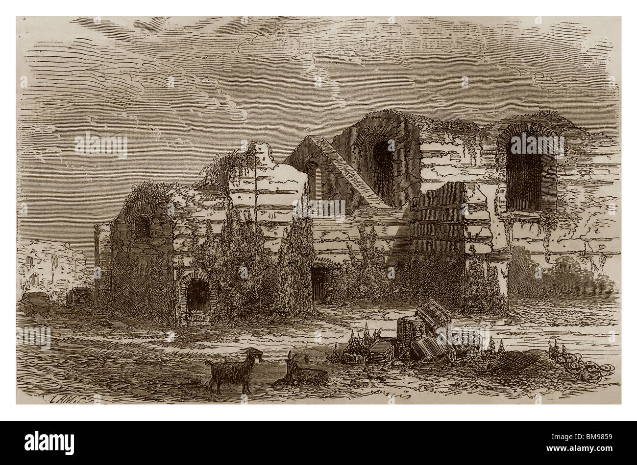 The palace of Thermes (or Thermes de Cluny) built in Lutetia (now Paris ...